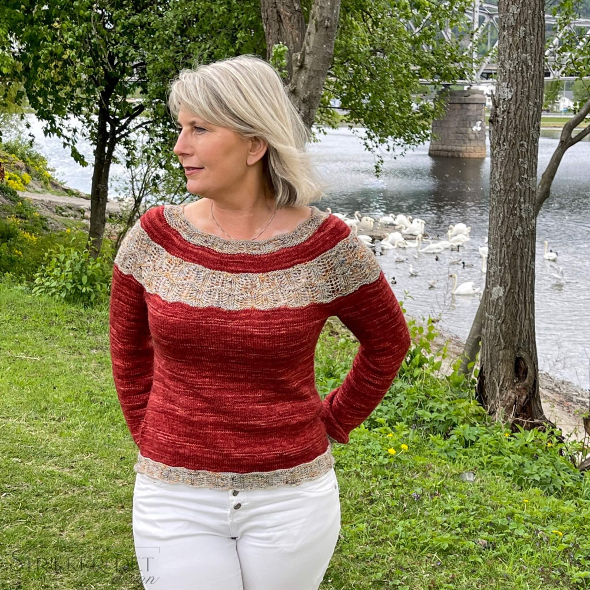 Strikkeoppskrift dame genser og topp – Strikkeredet Design